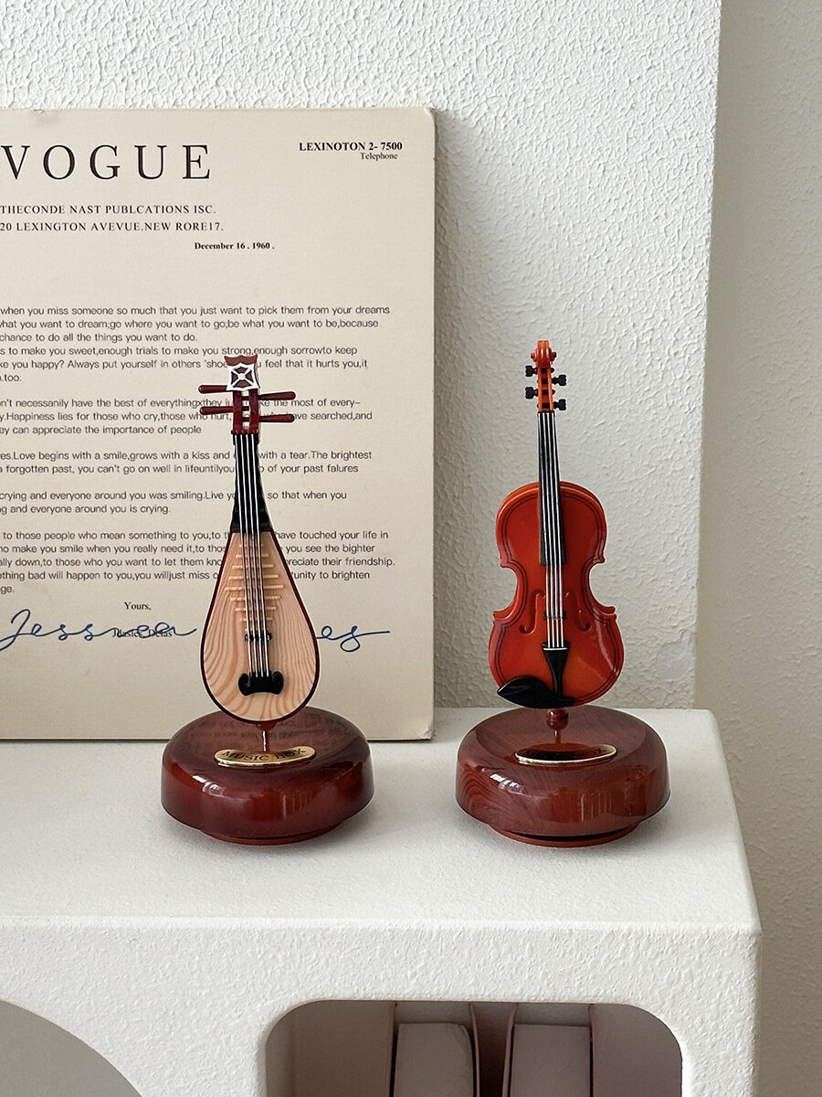 Винтажный музыкальный инструмент, музыкальная шкатулка в виде скрипки, подарок на день рождения, классическое декоративное украшение