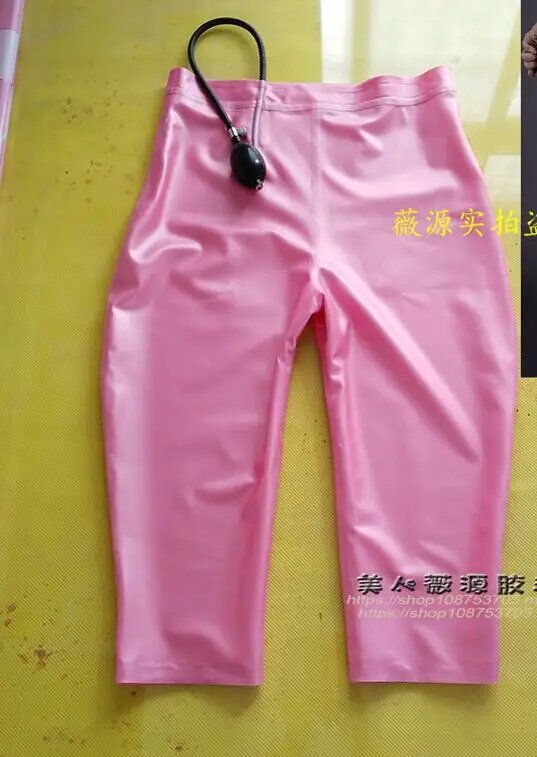 Сексуальные розовые резиновые латексные надувные брюки, фетиш-шорты, брюки на заказ М, metallic pink