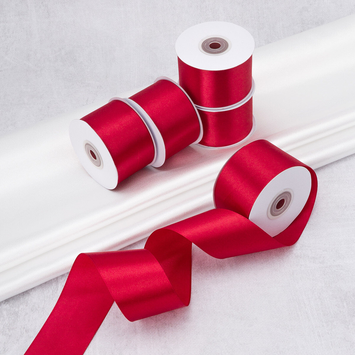 Лента атласная декоративная, 5 см х 22,86 м , цвет темно-красный, 5 шт/упак