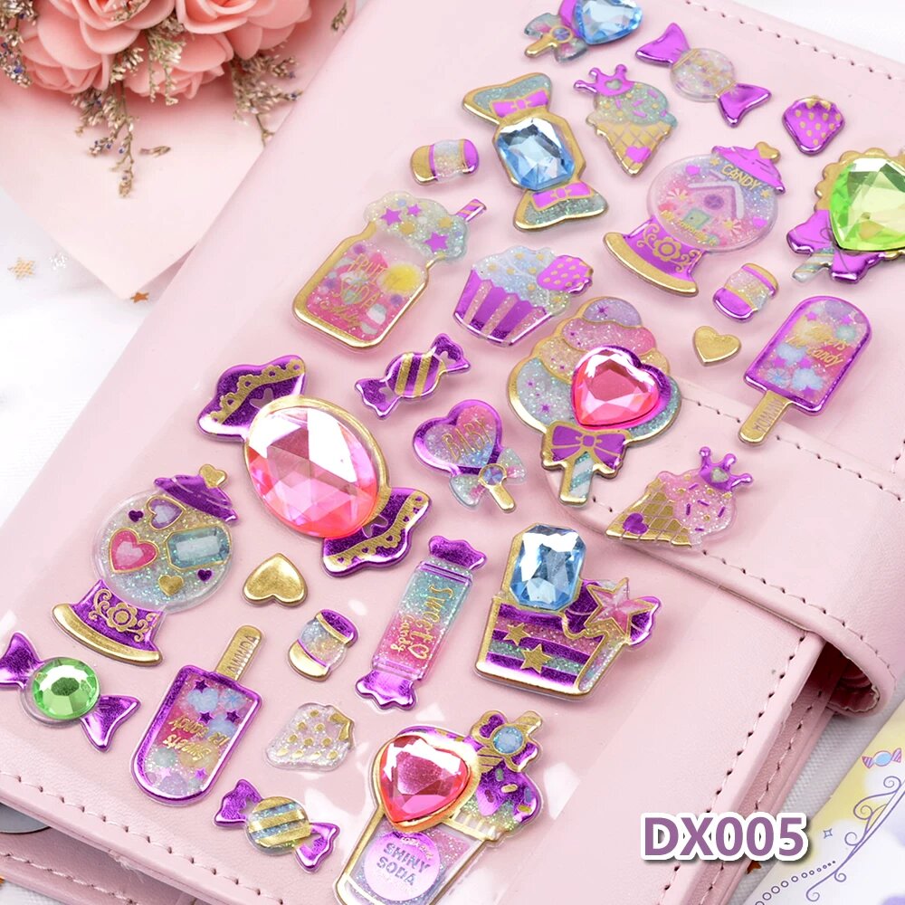 Детские и милые стерео 3D сердце драгоценный камень бриллиантовые пузырьковые наклейки блестящие бронзовые декоративные