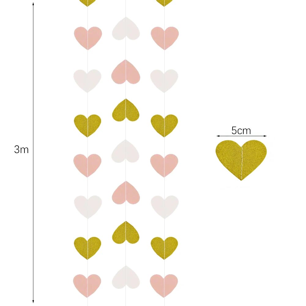 Бумажные гирлянды с красным сердцем, баннер с сердечком, стример на день Святого Валентина, свадебный душ, украшения для девичника, принадлежности