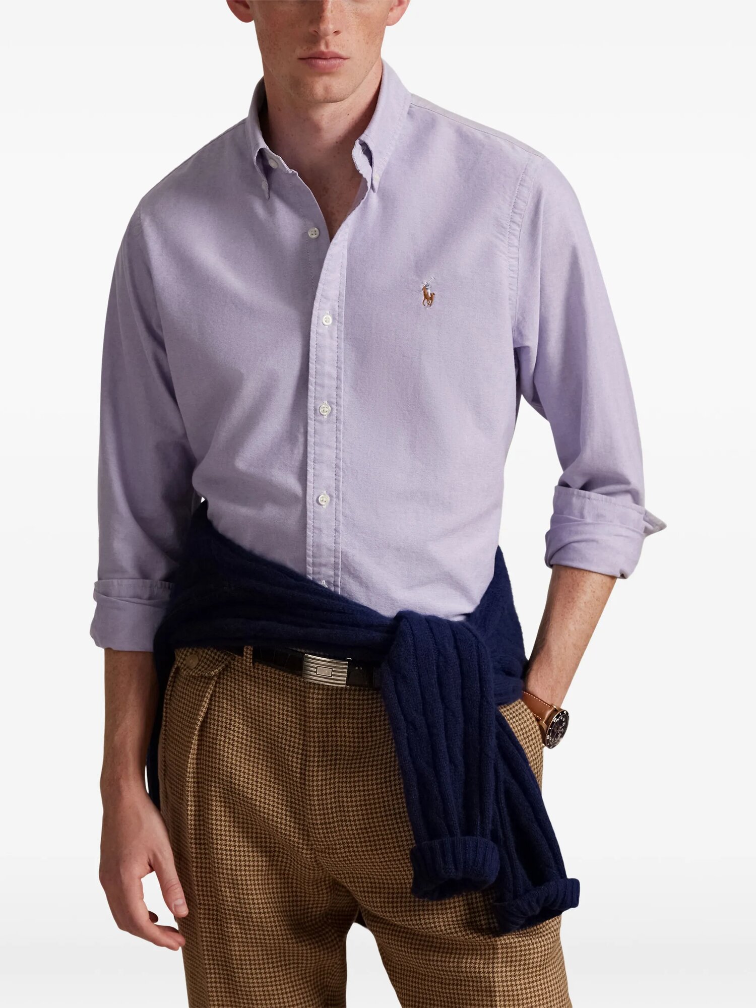 Рубашка Polo Ralph Lauren Logo-embroidered shirt, размер XL, фиолетовый — фото 1