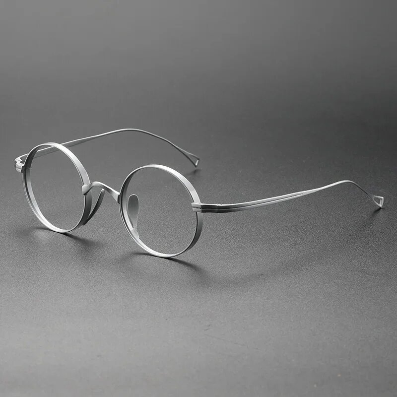 HONKAN.WZ круглые очки из титана с защитой от синего света Silver, 0(no anti blue)