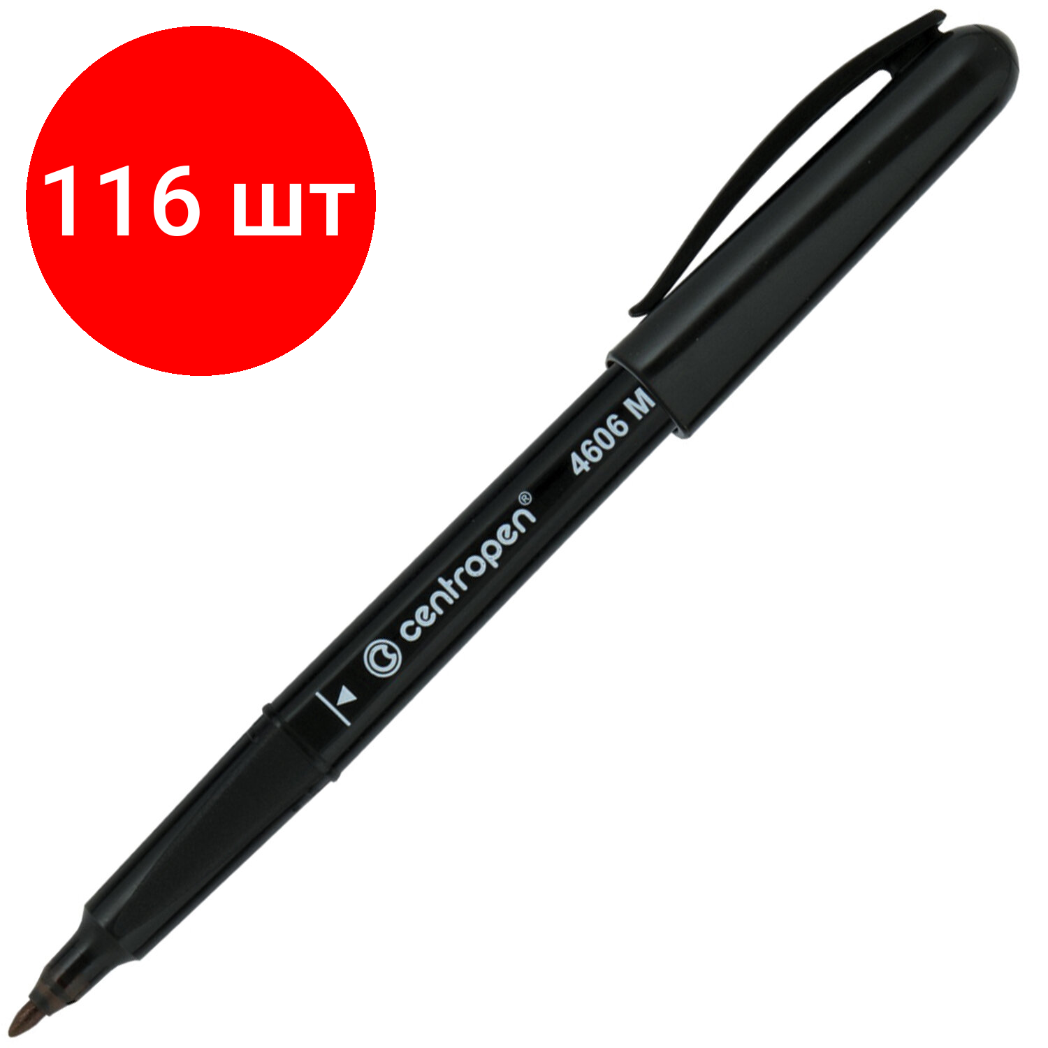 Комплект 116 шт, Маркер для CD и DVD черный CENTROPEN, трехгранная форма захвата, тонкий, 1 мм, 4606, 6 4606 0112