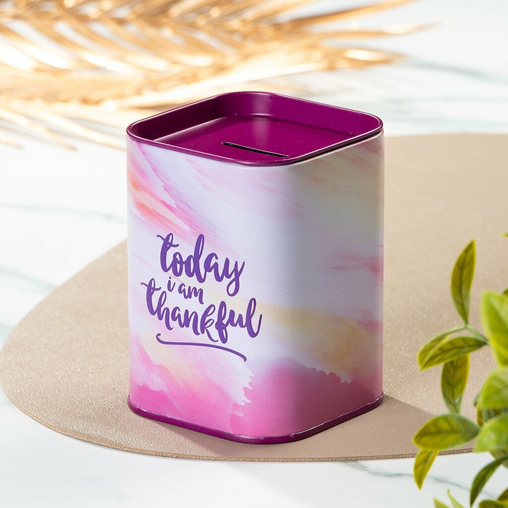 Металлическая копилка Dreams для денег с клапаном, 7.5х7.5х10.5 см, стильный декор для дома и оригинальный подарок