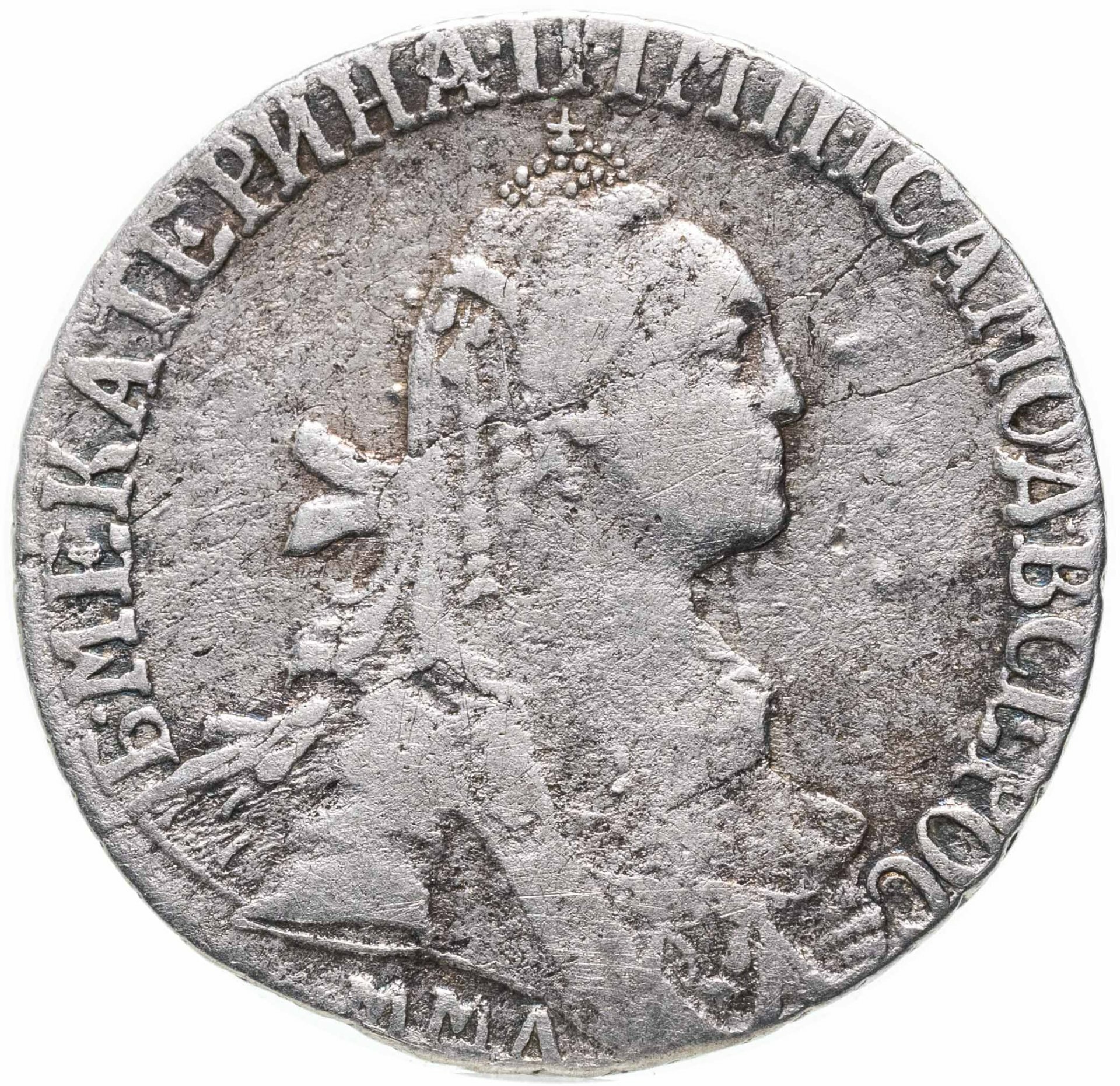 Гривенник 1771 ММД, Серебро 750, в сохранности F