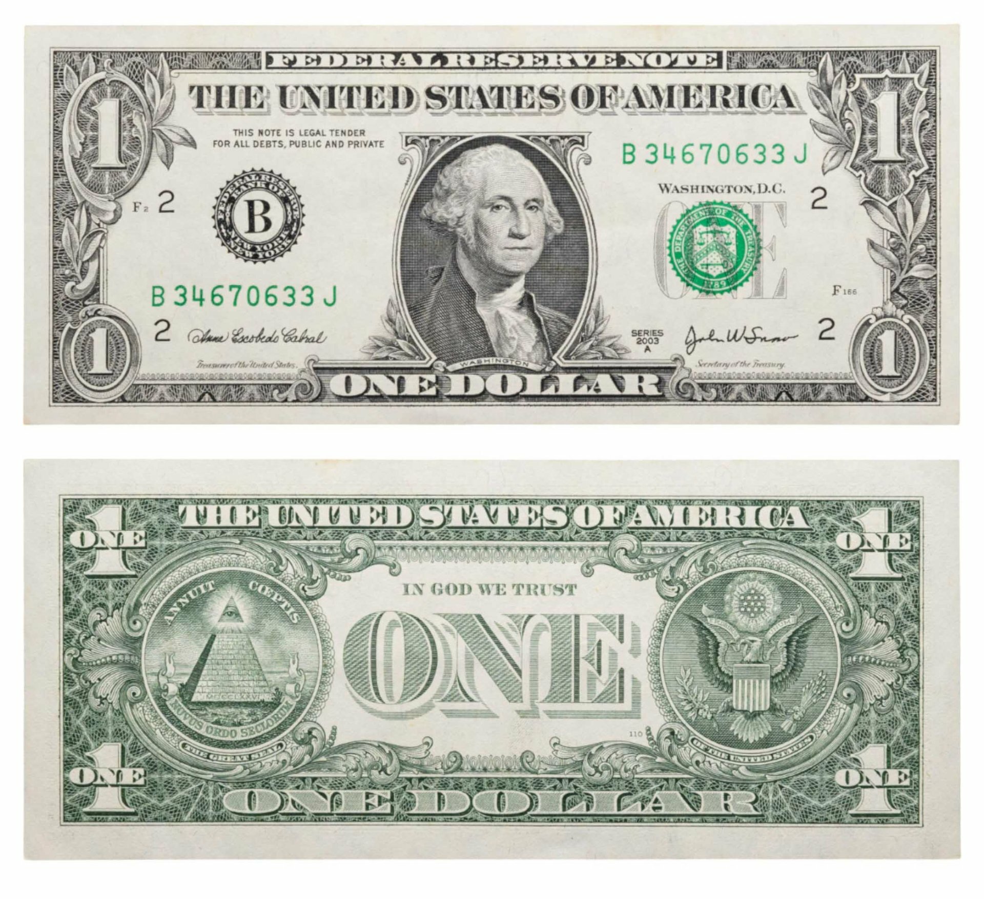США 1 доллар 2003А Pick 515b B -Нью Йорк