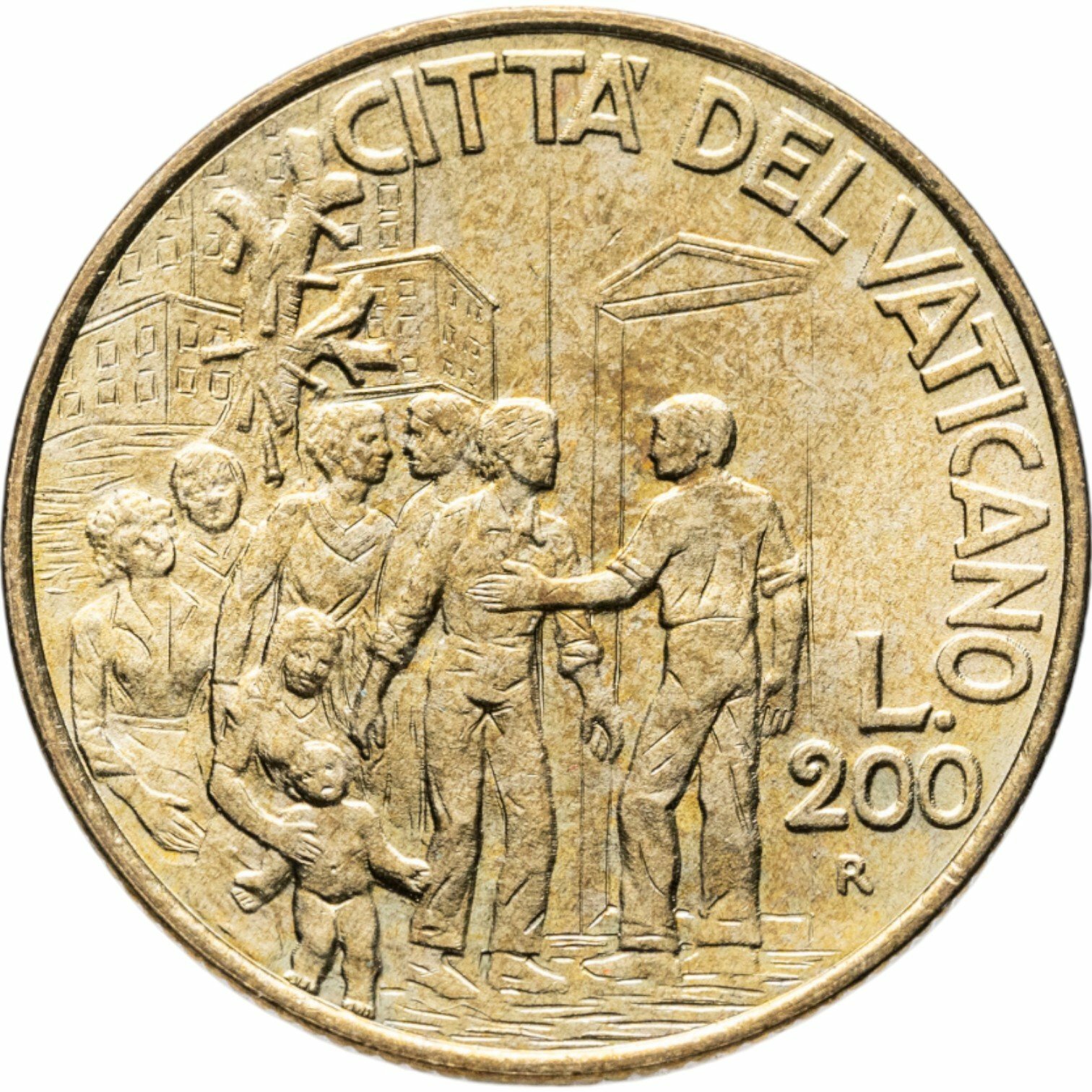 Ватикан 200 лир 1994, Алюминиевая бронза, в сохранности UNC