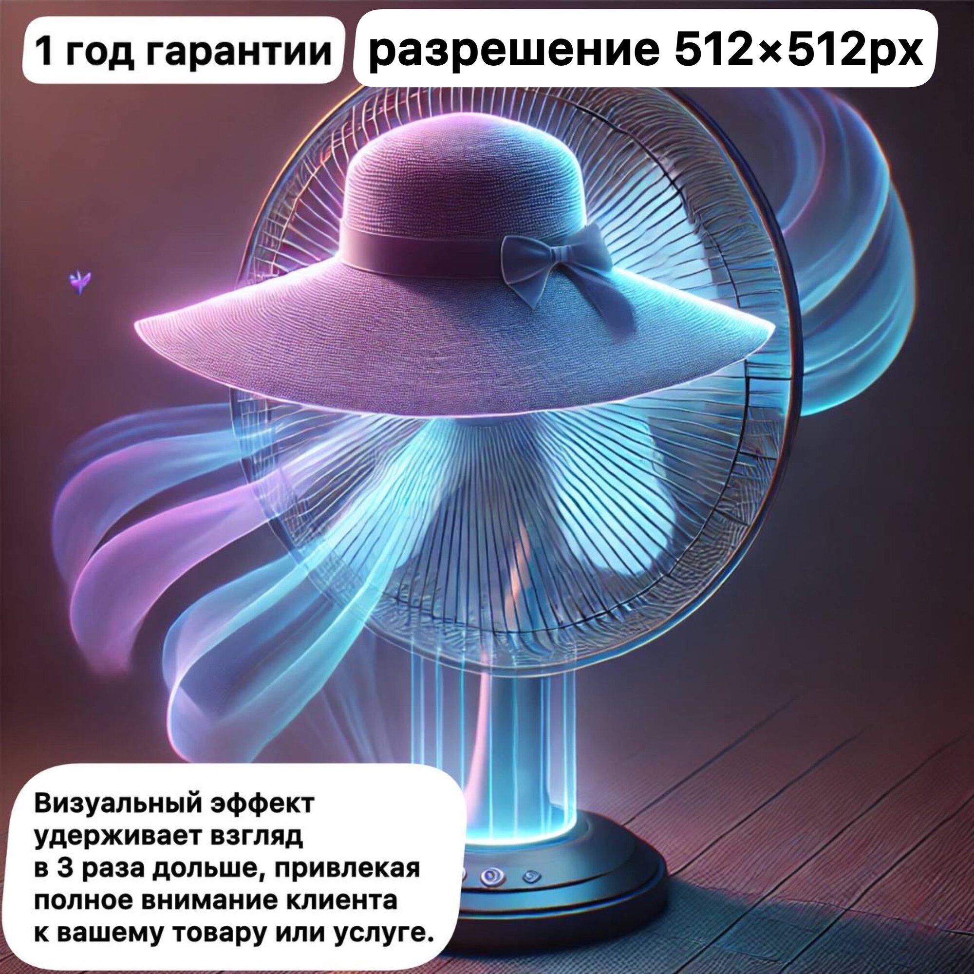 Голографический 3D вентилятор 512×512 px (30см диаметр) с аккумулятором светодиодный
