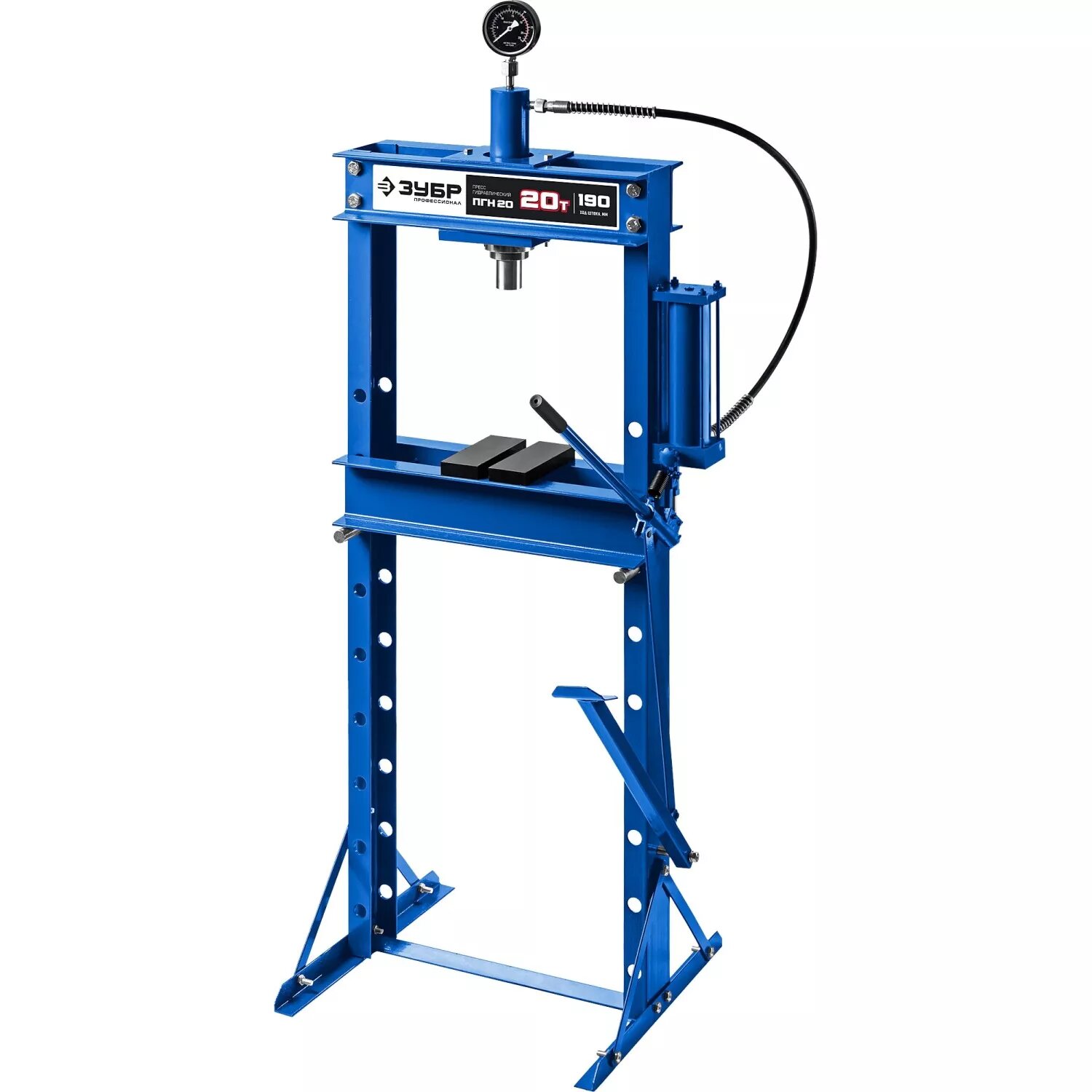 Пресс гидравлический ЗУБР ПГН-20 (43072-20) синий, 20 т, с гидронасосом и манометром