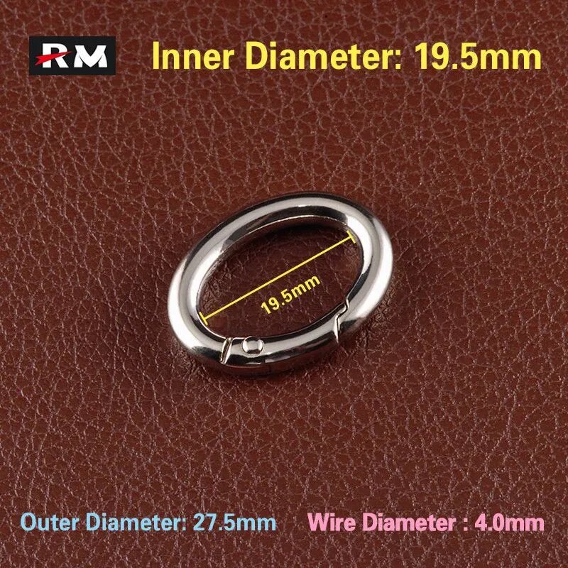 Овальный металлический Карабин для сумки, Съемная пружинная пряжка, брелок, Внутренний диаметр 1,95 см, серебристый, 2 шт