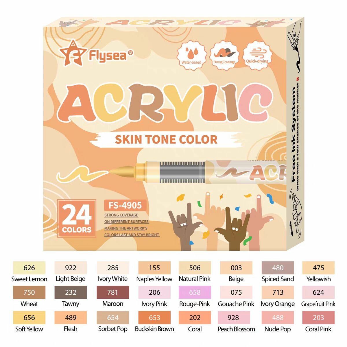 Flysea Маркер Акриловый, 24 шт. для граффити