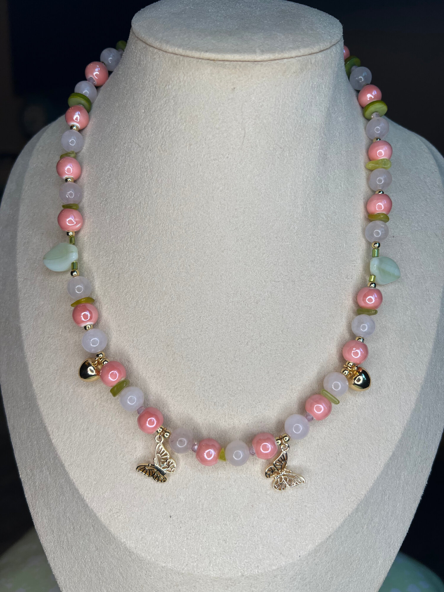 Колье, оникс, аквамарин, гематит