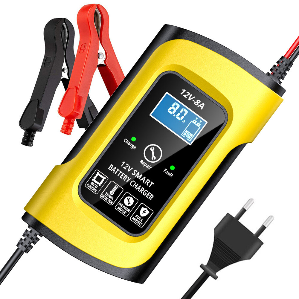 Автомобильные зарядные устройства 12 В/8 А с интеллектуальным импульсным режимом зарядки, поддерживающие заряд аккумулятора, с ЖК-цифровым дисплеем для свинцово-кислотных аккумуляторов.