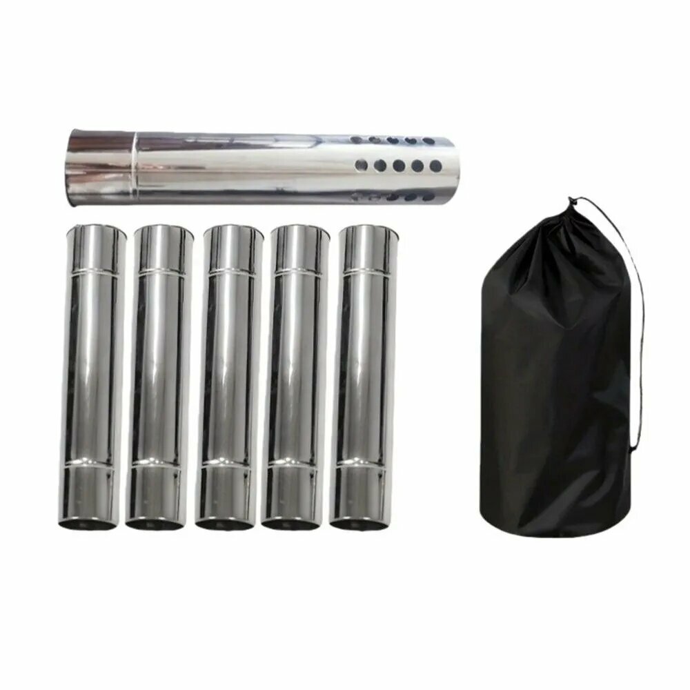 Комплект дымохода для дровяной печи: 5 труб + искрогаситель, длина 30 см, диаметр 6 см, для кемпинговой палатки