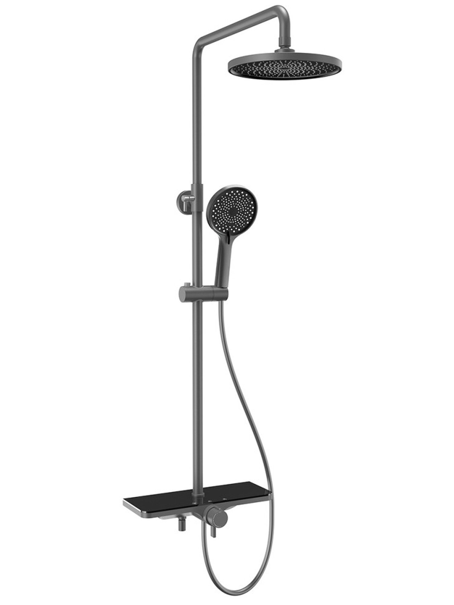 Душевая система AQUAme AQM 8002G, верхний душ Rain, ручная лейка, телескопическая штанга