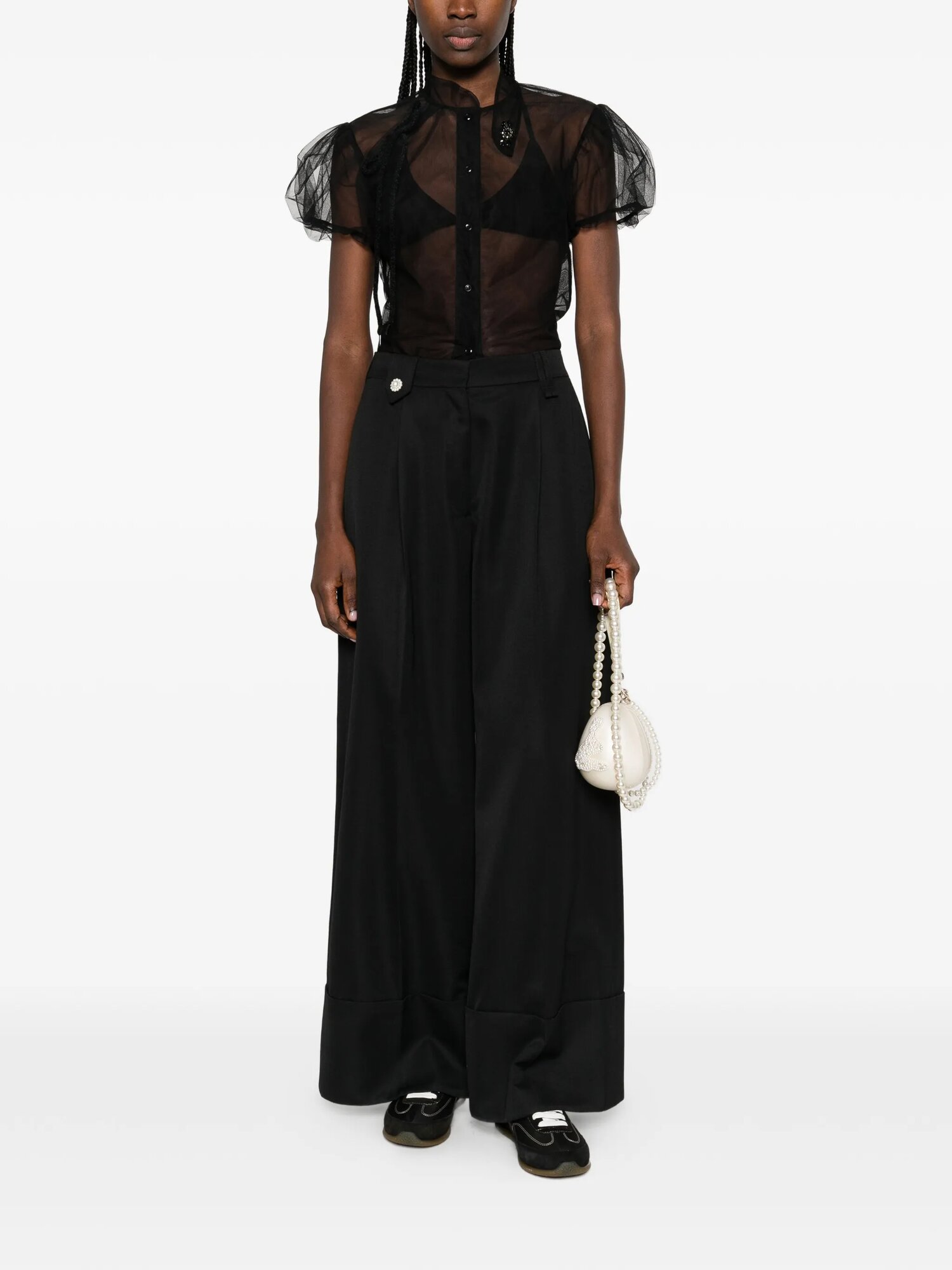 Брюки Simone Rocha Button wide trousers, размер 10, black/black — фото 1