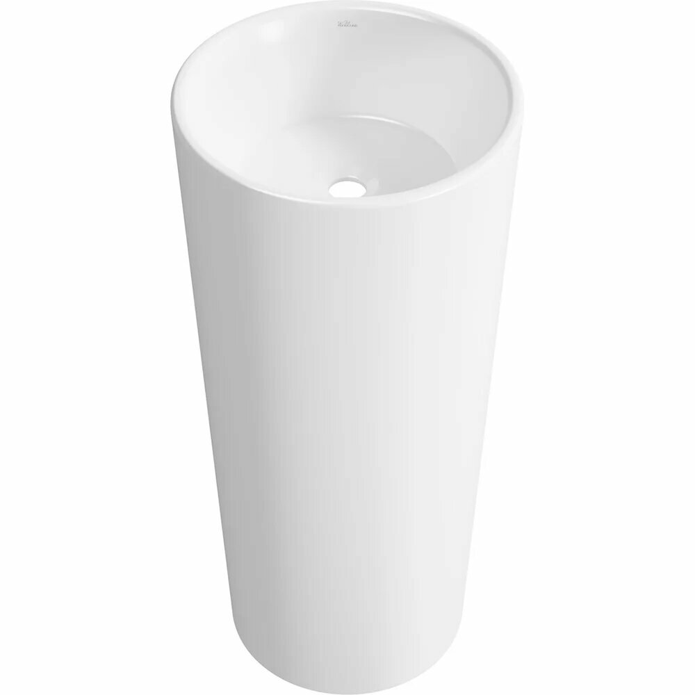 Напольная раковина для ванной Wellsee Callipy Art : отдельностоящая раковина моноблок из фарфора, размер 40х40х84 см, цвет глянцевый белый 338902000