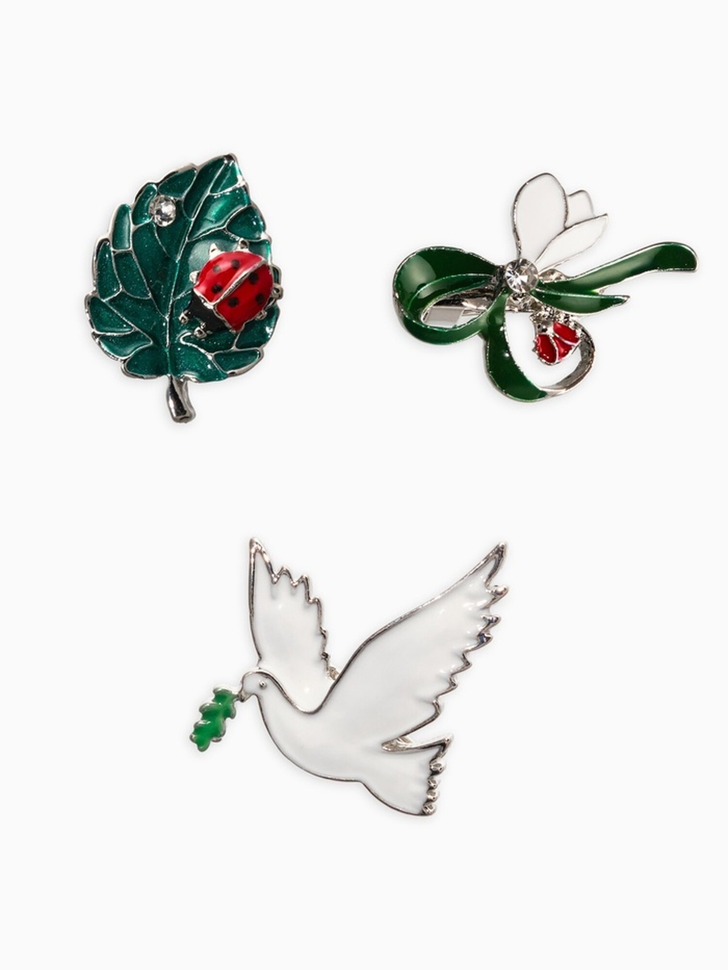 Комплект брошей, стразы, эмаль