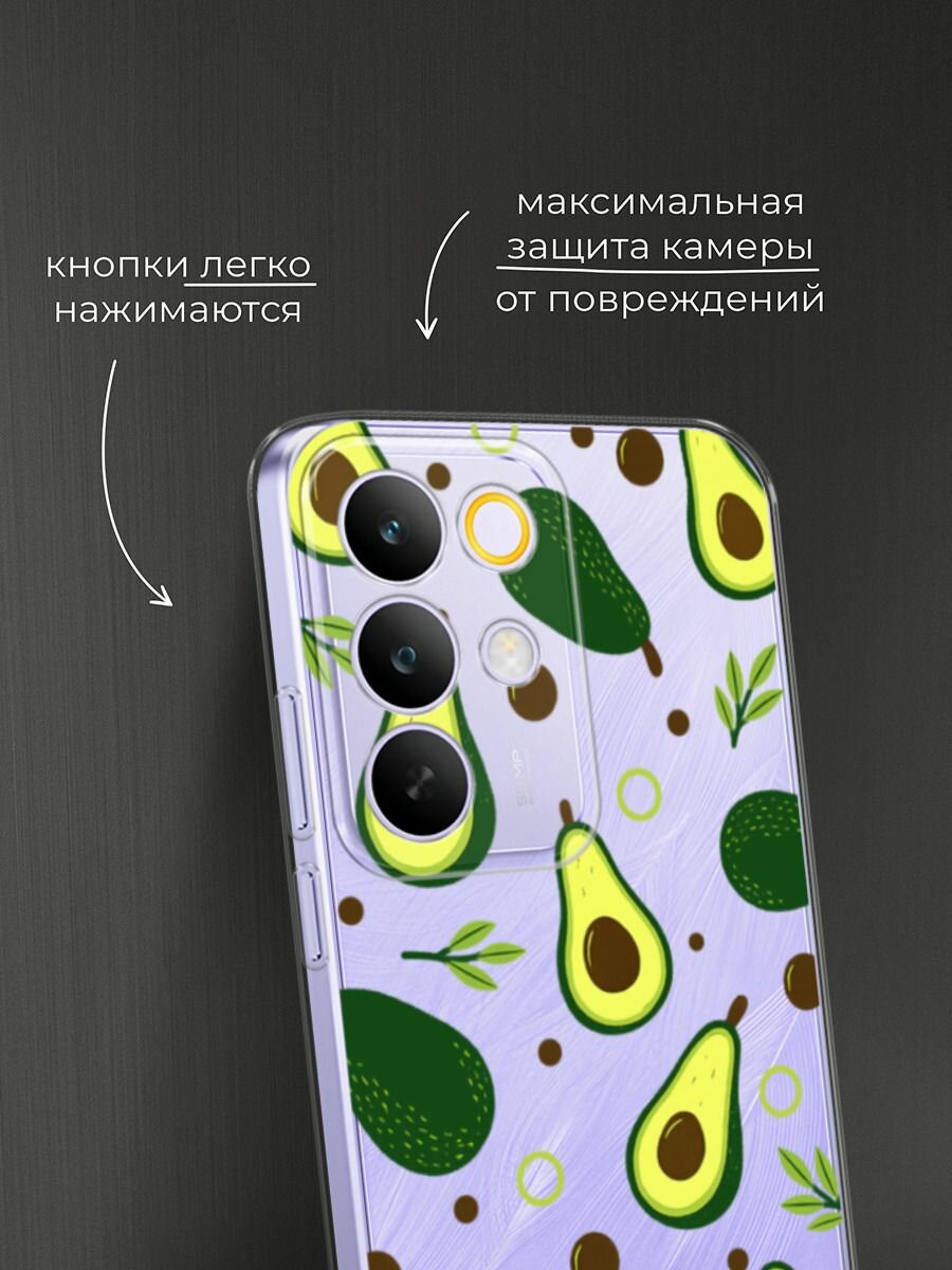 Чехол на Realme C85 Pro / Реалми C85 Про с принтом Авокадо паттерн, прозрачный — фото 1