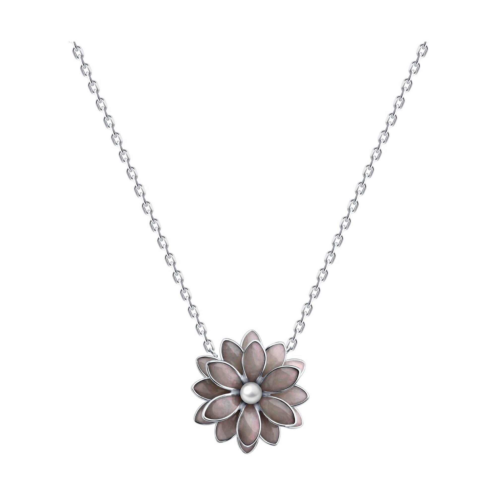 Колье, серебро, 925 проба, родирование, жемчуг, эмаль