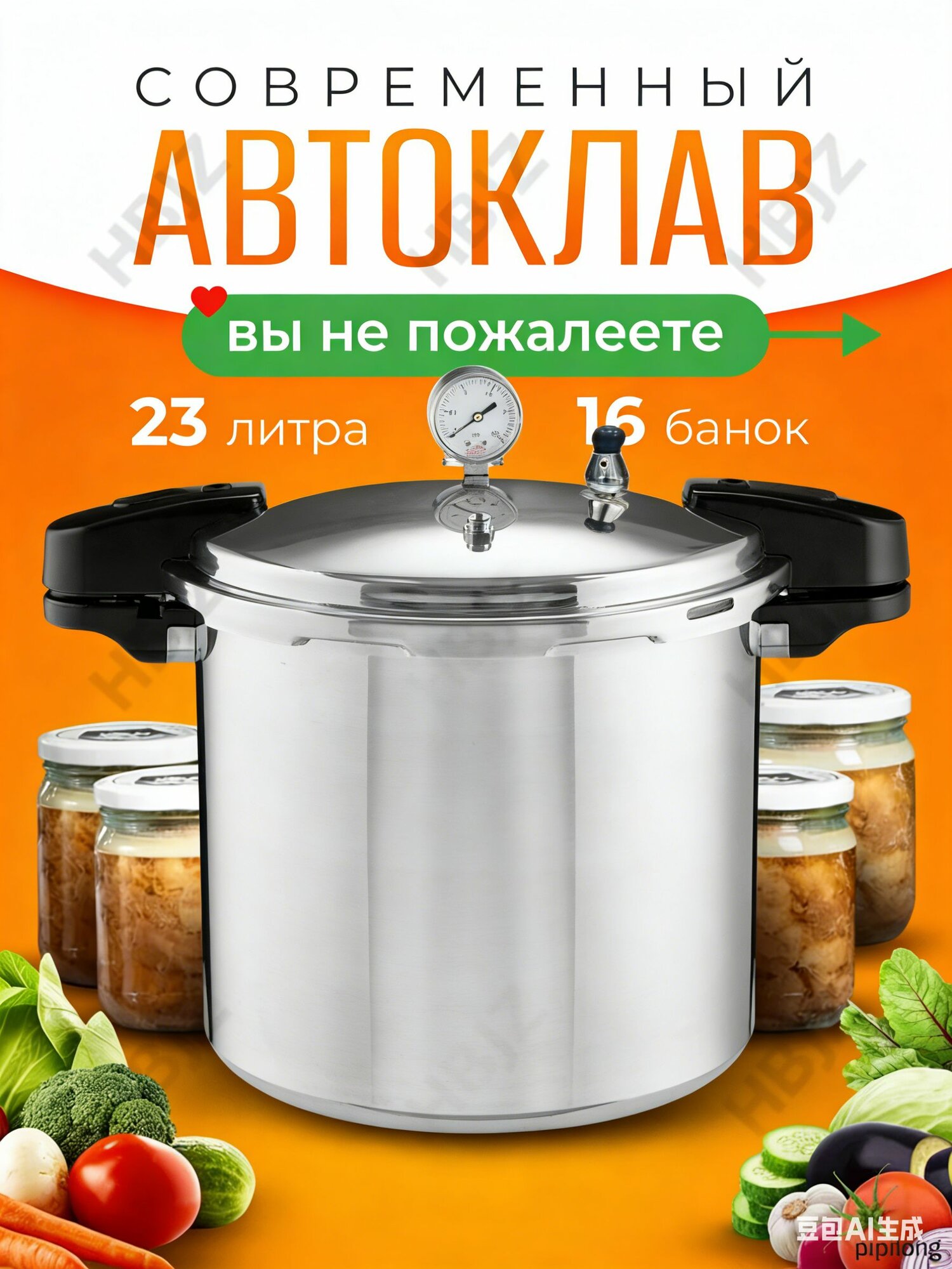 Автоклав для консервирования домашний на газу Личный Повар 23 л