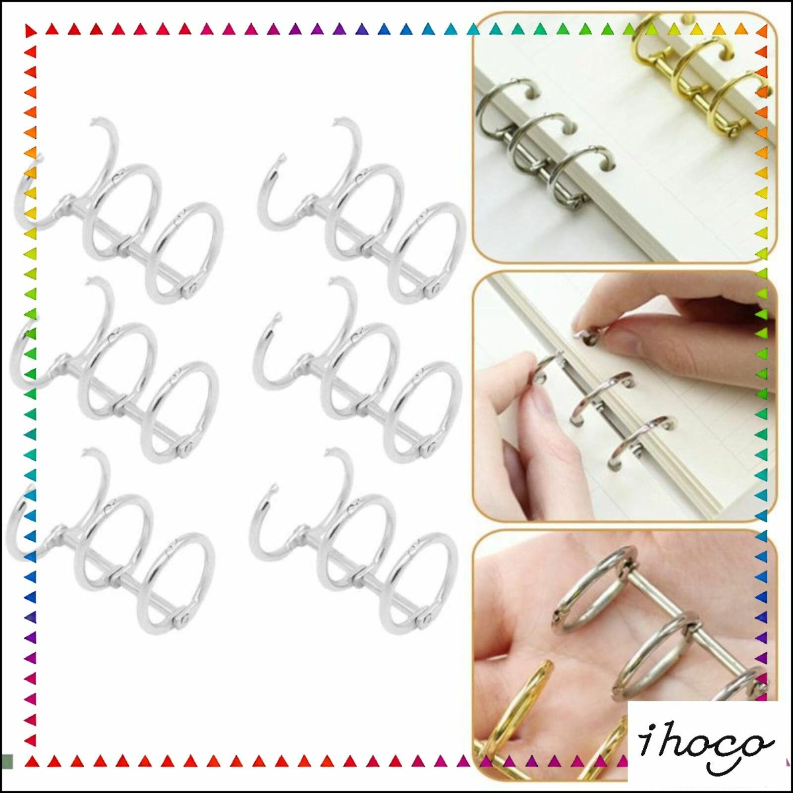 Набор из 6 премиум колец для переплета, серебристые металлические элементы вместо коробок в скрапбукинге и для фотоальбомов