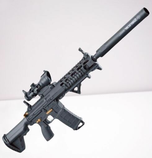 Детский автомат m416 игрушечное оружие М 416 с мягкими пулями Орбиз(прицел и глушитель)