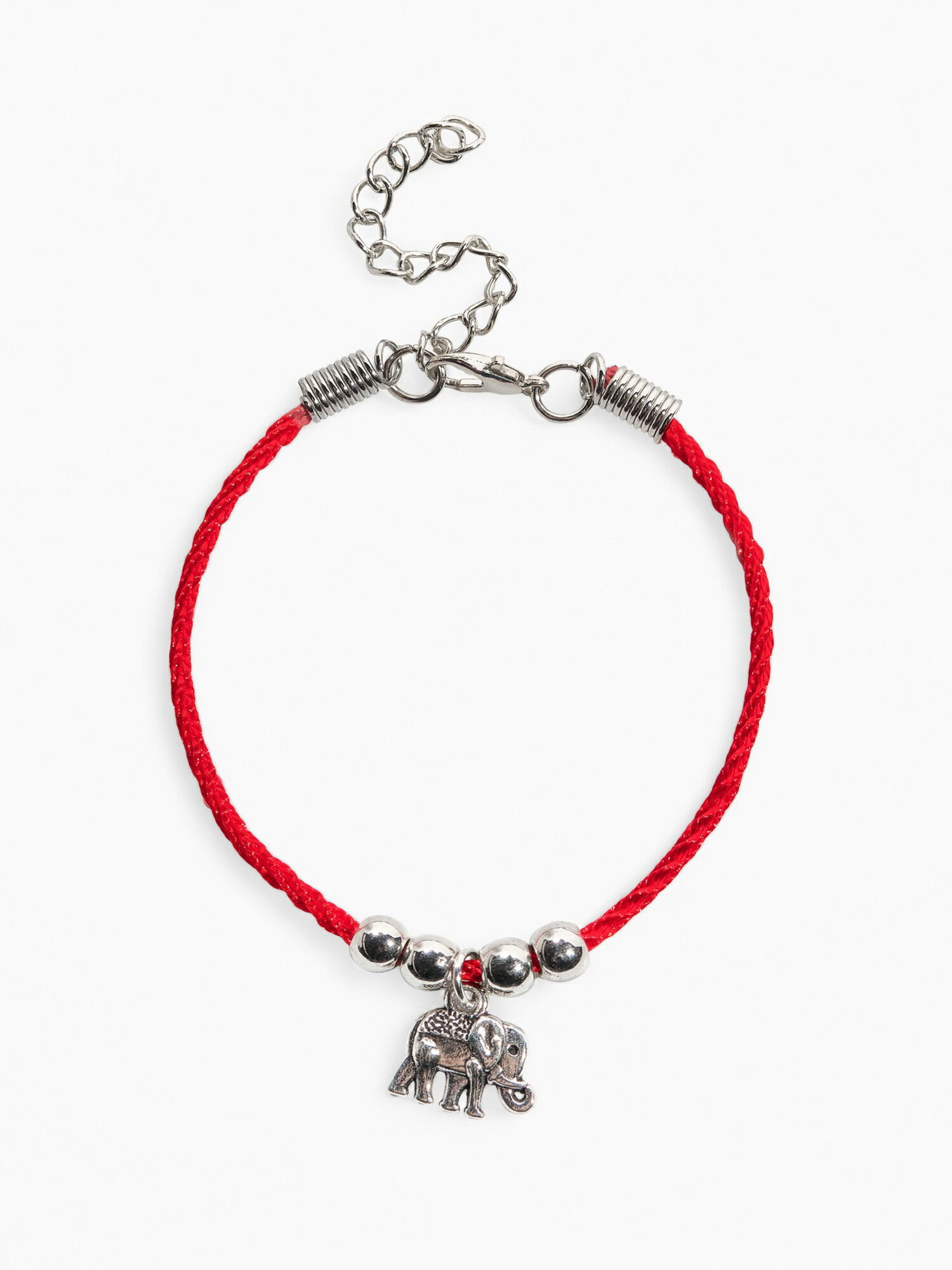 Браслет-оберег "Красная нить. Слон", талисман защиты, процветание и успех, цвет чернёное серебро, 20 см