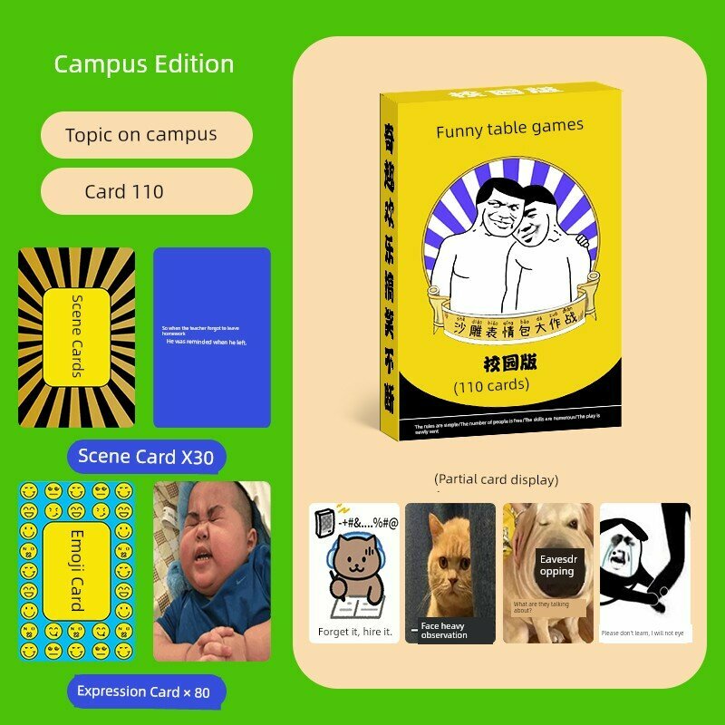 Что делать тебя мем, китайская версия, пакет смайликов, забавная карточная вечеринка, пародия, веселая настольная игра