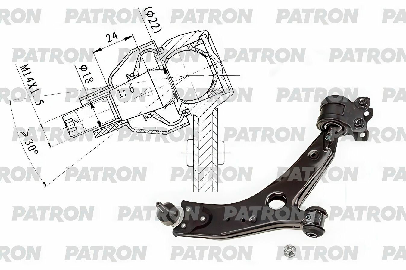 Рычаг подвески передний правый, для Форд Фокус 2, С-Мах 1, Вольво S40, С30