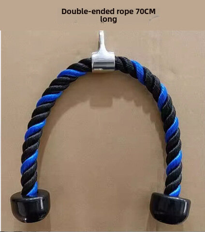 Тренажер для бицепсов двоголовая натяжная веревка аксессуары для зала тренажер для трицепсов с низким давлением ручка для тяги по поверхности (двоголовая веревка черно-синий цвет длина 70 см)