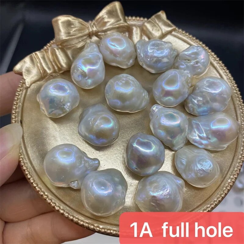 Натуральный пресноводный жемчуг 9-16 мм Голубой, 13-14mm 3pcs, Full Hole White A