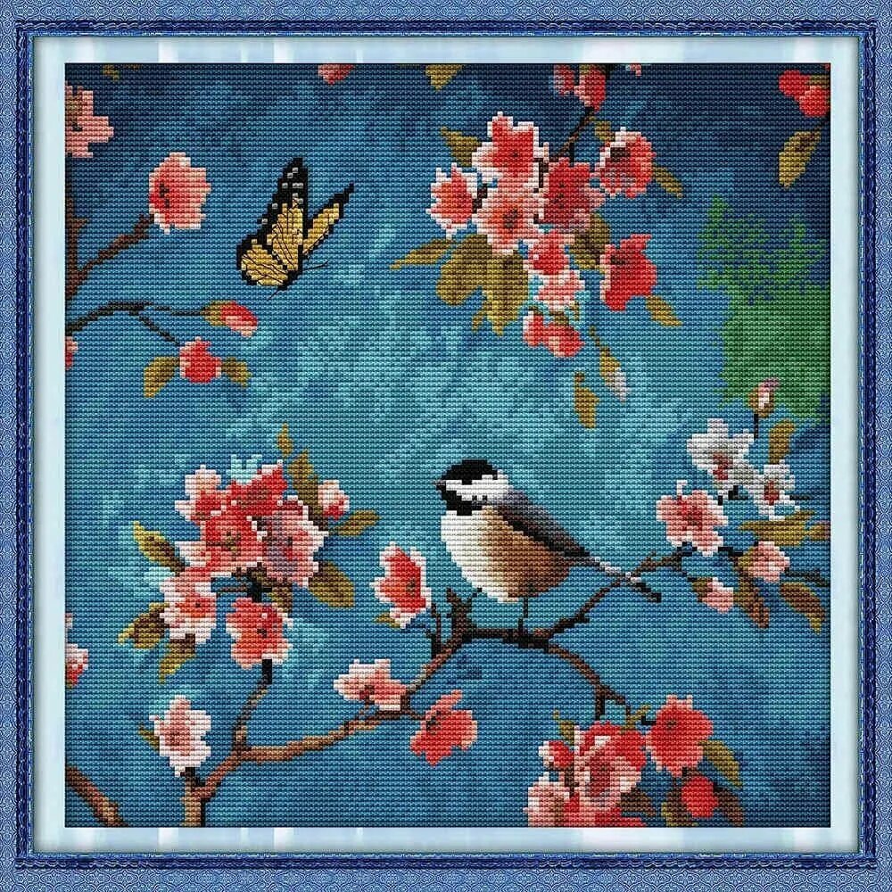 Набор для вышивания крестом, Птица и цветы, 11CT 45x45cm