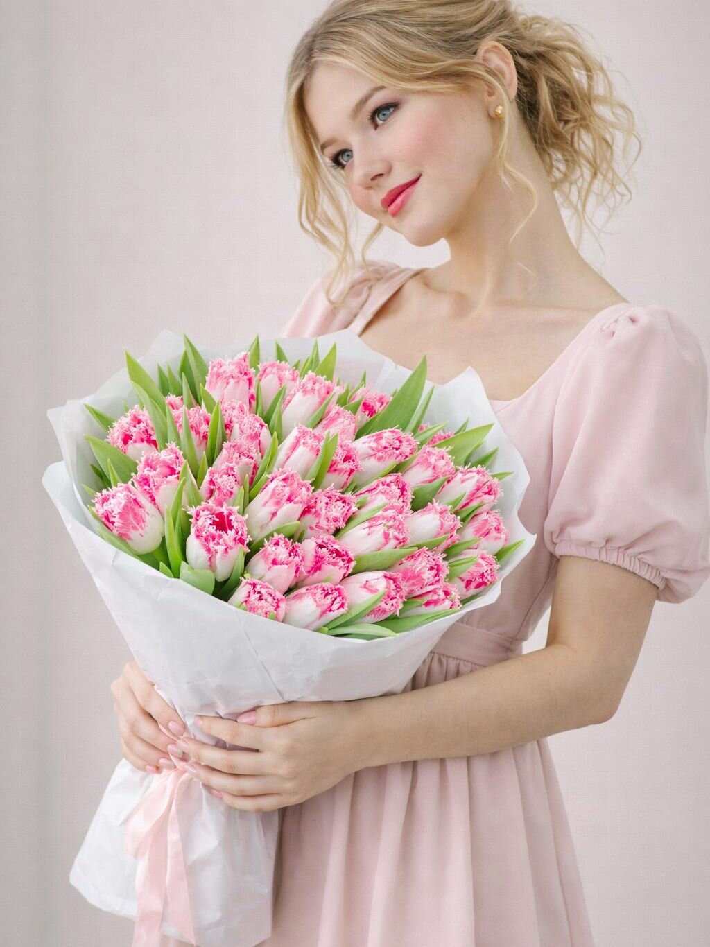 Букет из 25 тюльпанов махровых