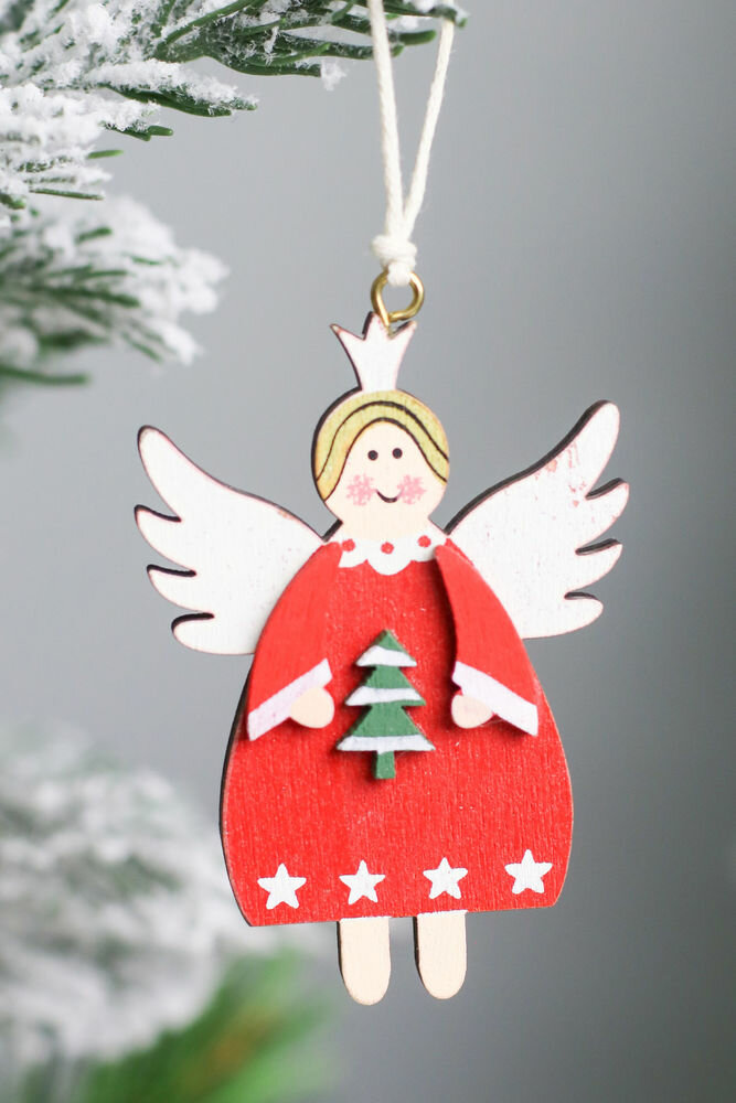 Ёлочная игрушка ангел ЛЕЯ, дерево, 7 см, Breitner XY472