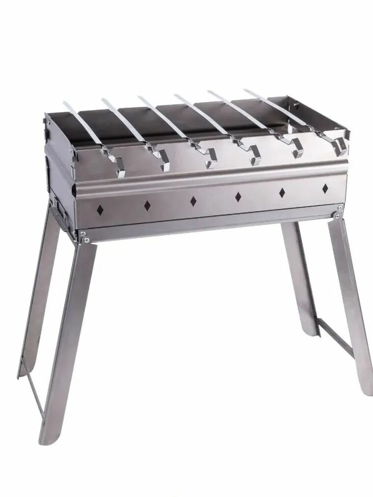 Мангал с 6 шампурами 45х25см толщина 0,8мм со складными ножками, кейсе