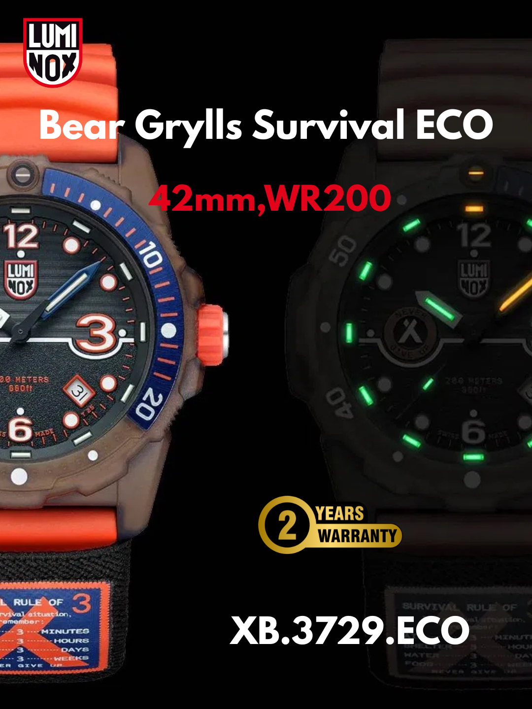 Наручные часы Luminox Bear Grylls Survival Sea, подсветка, сапфировое стекло, WR200, XB.3729. ECO