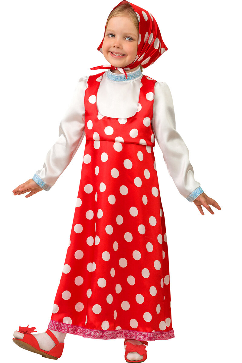 Костюм детский Маша в горошек (122) в русском народном стиле