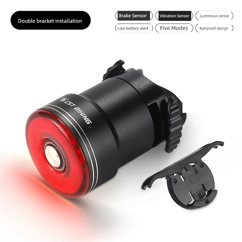 Двойное крепление USB-зарядка задний велосипедный фонарь, компактный и легкий, 7 режимов, высокая яркость, длительная