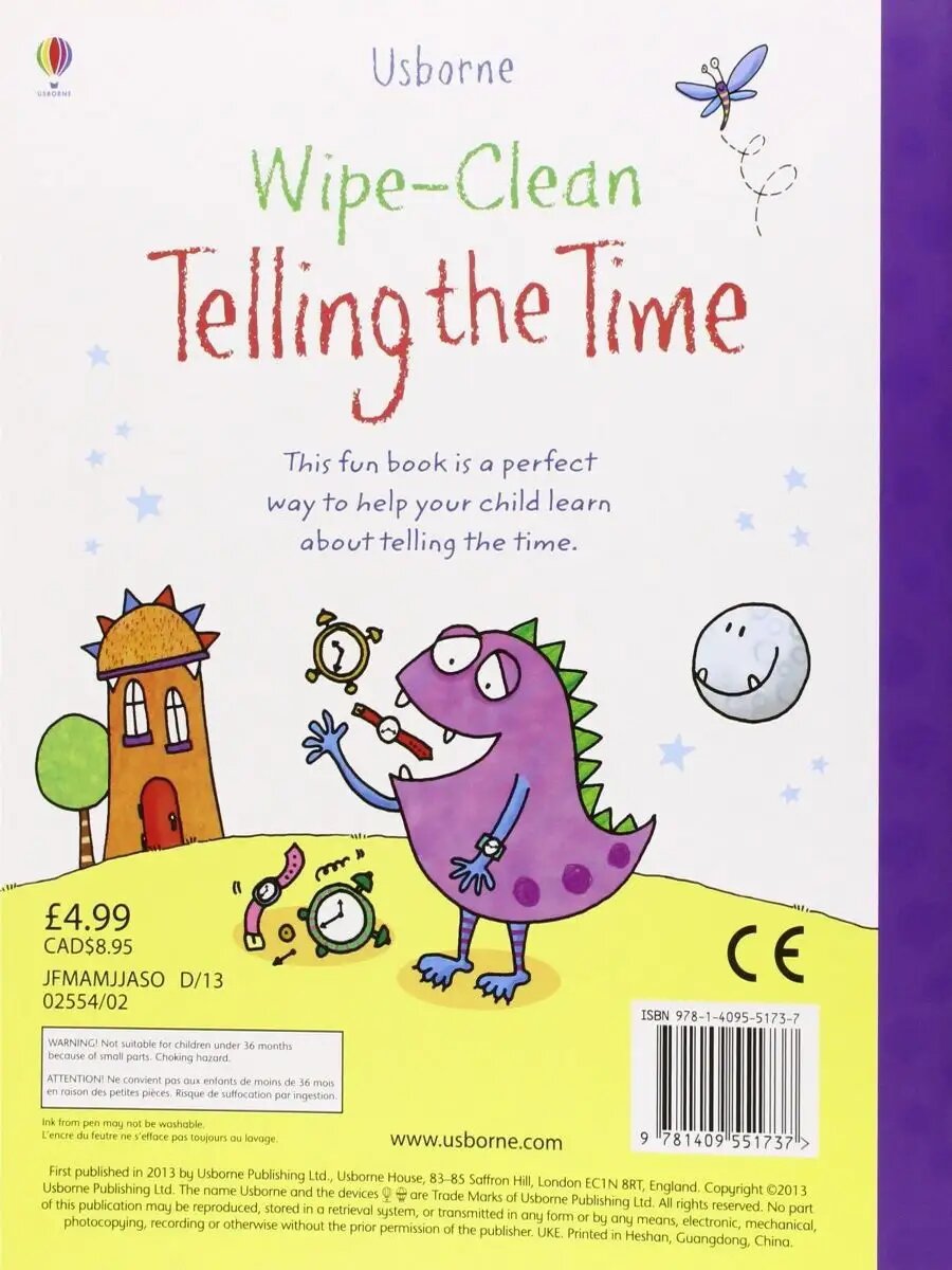 Usborne Wipe-Clean Telling the Time | литература на иностранных языках — фото 1