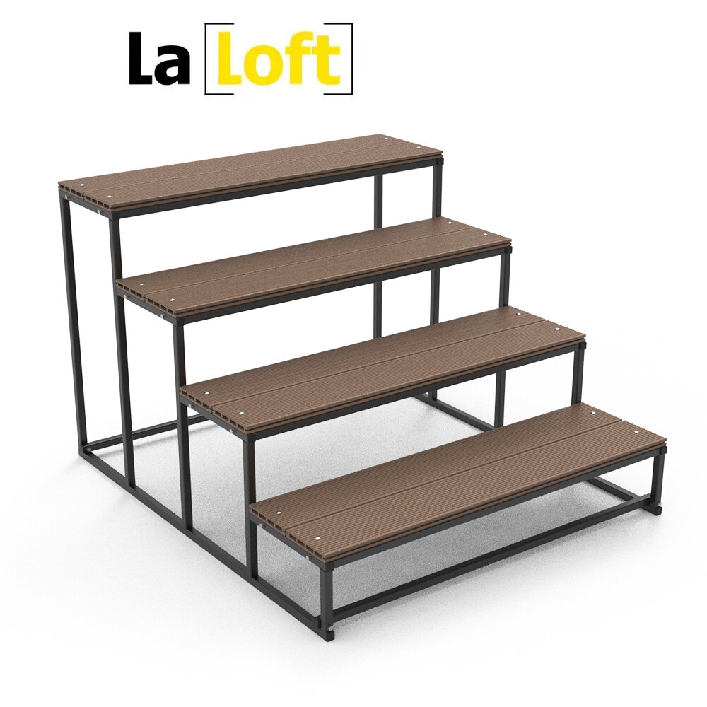 Входное готовое крыльцо со ступенями из ДПК в сборе "Палуба" на 4 ступени