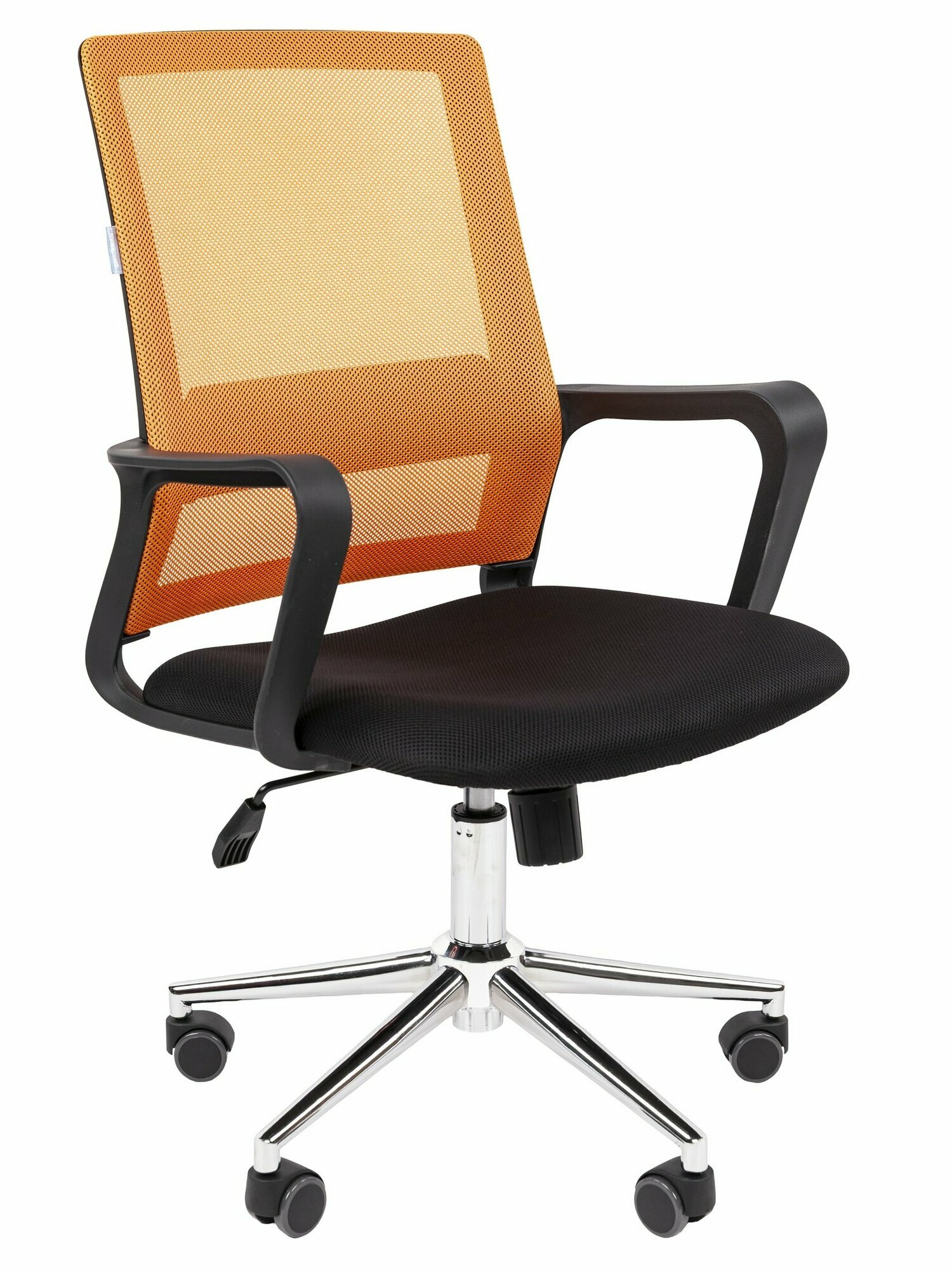 Компьютерное кресло CHAIRMAN 606 черный/оранжевый ткань/сетка хромированная крестовина для операторов механизм качания