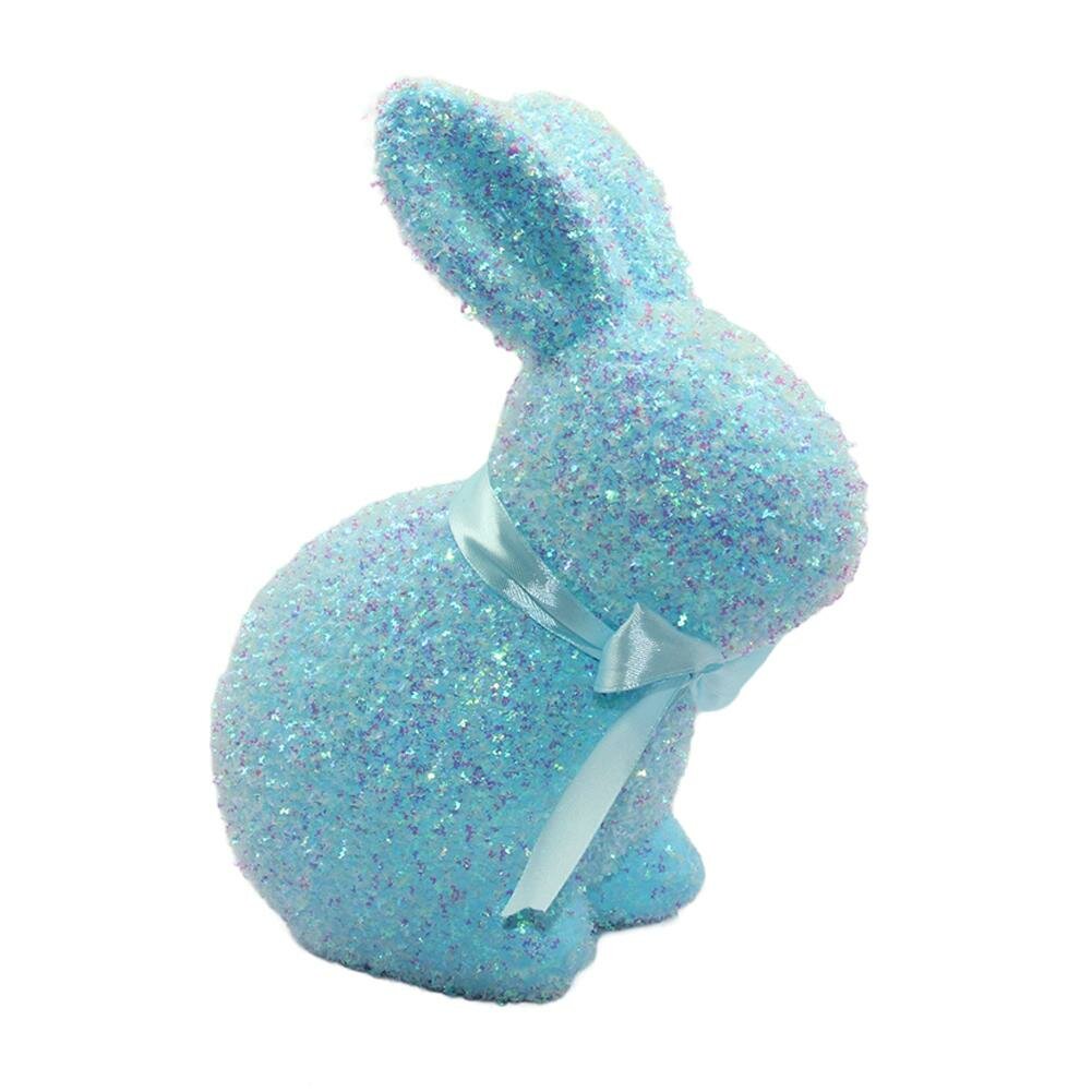 Рождественский бархатный кролик, 9,25-дюймовая блестящая фигурка кролика из бархатного пенопласта с бантиком для весенних центральных композиций, украшения стола в доме или офисе.