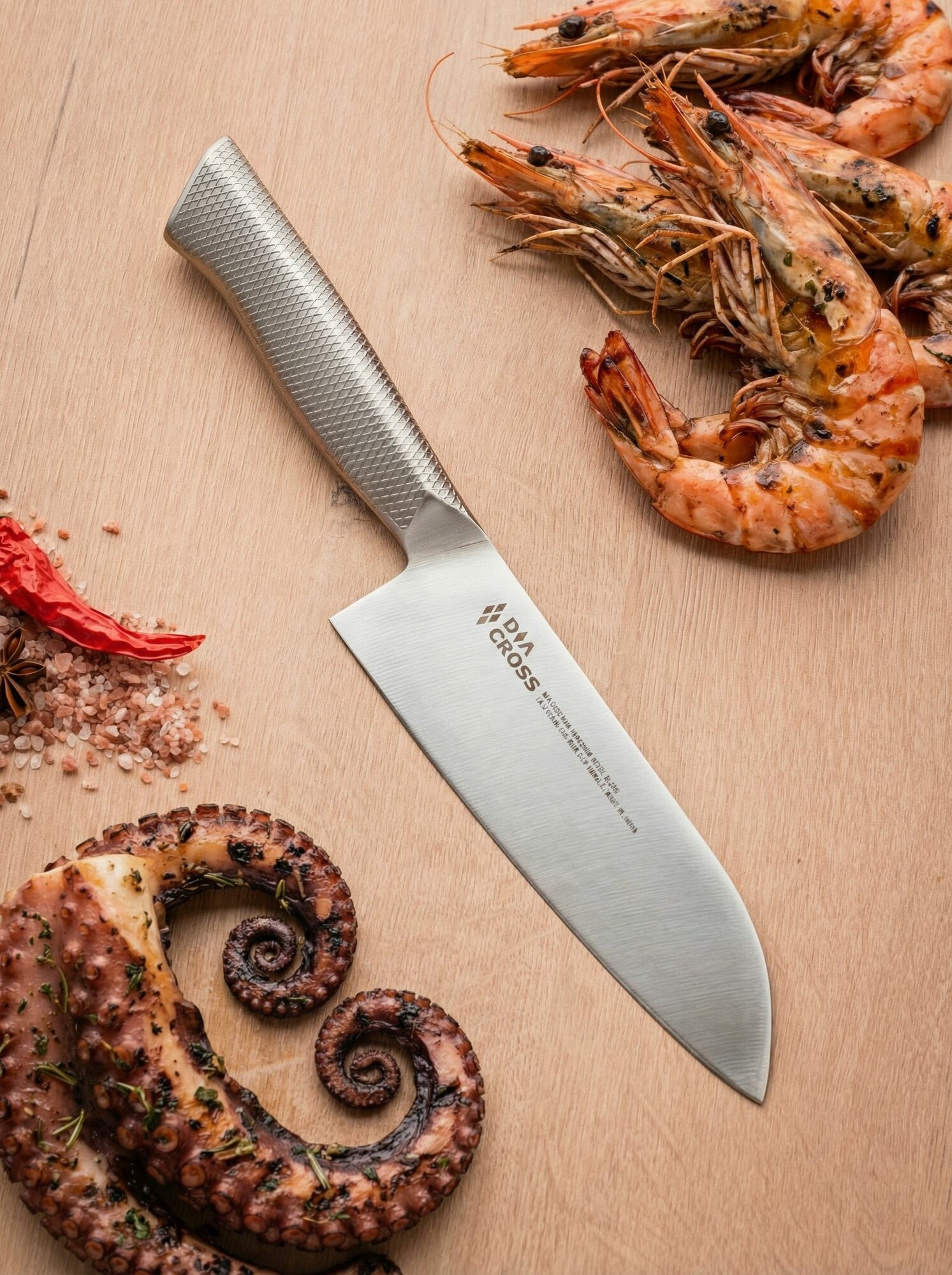 Кухонный нож Сантоку Mo-V Kasumi Diacross универсальный для рыбы мяса