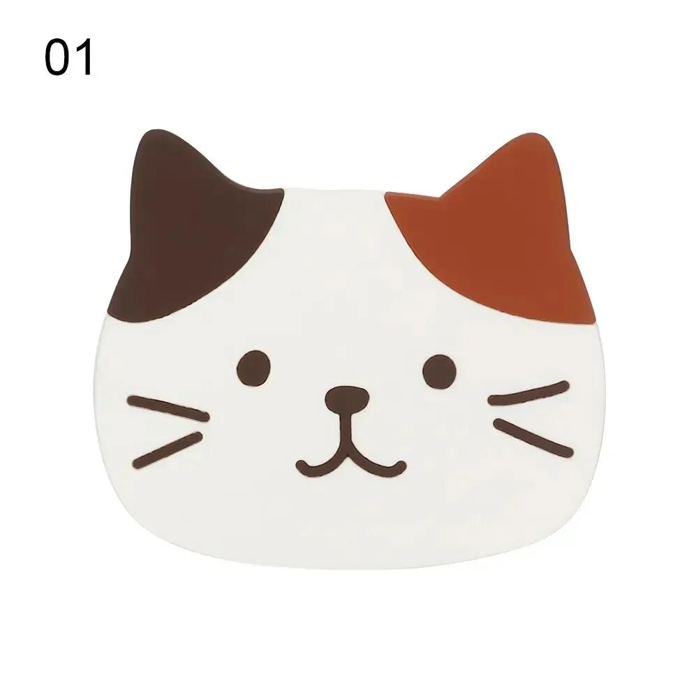 Силиконовый коврик-подставка для чашки "Кот", белый
