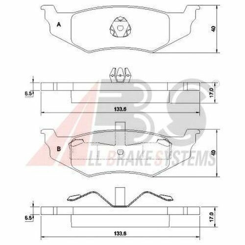 Комплект тормозных колодок Abs 38782 для Chrysler 300M (1998-2004), Chrysler Cirrus (1994-2000), Chrysler Concorde (1992-2003)