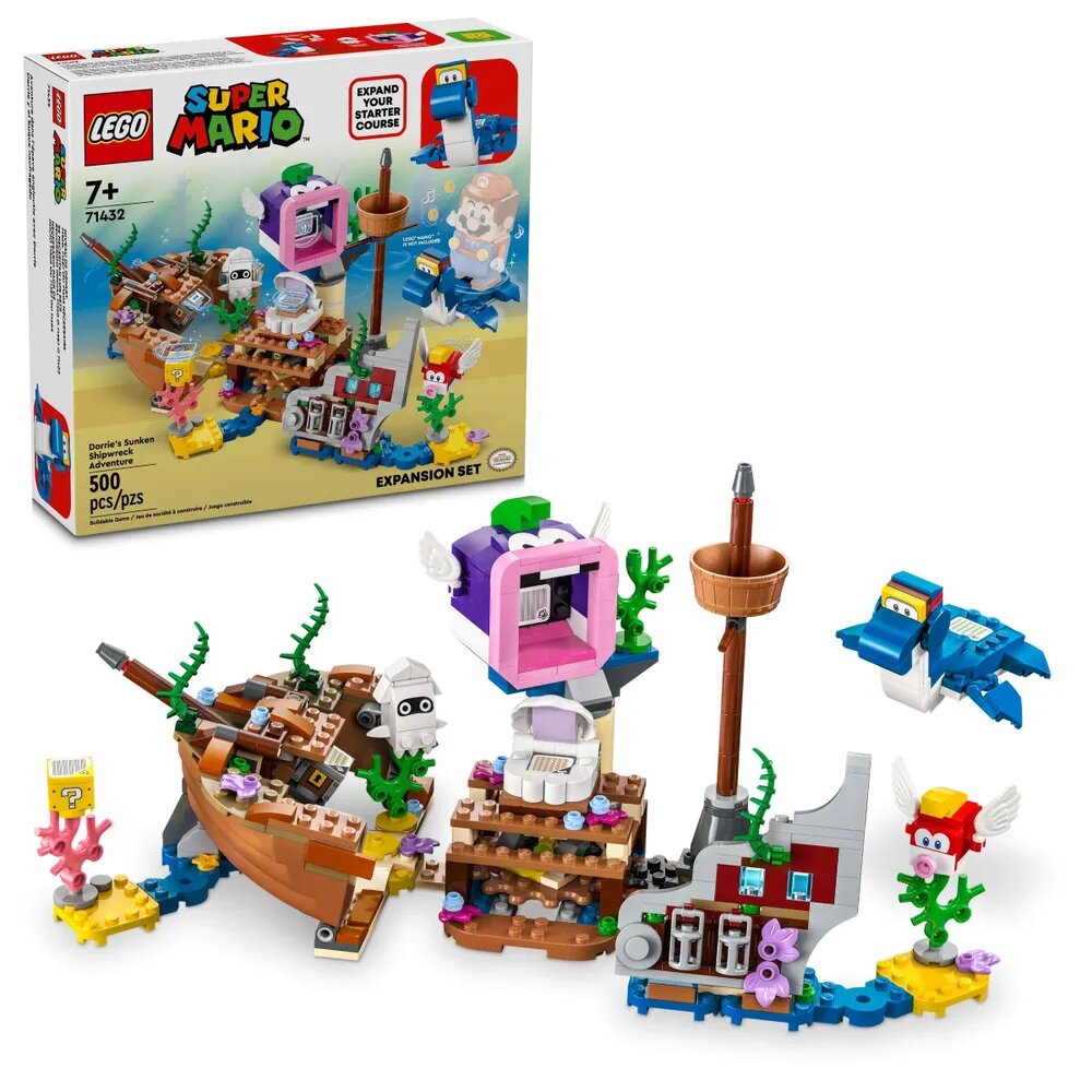 Лего Super Mario серия, LEGO 71432 Набор для расширения "Приключения Дорри после кораблекрушения", lego конструктор для мальчика, лего для девочек