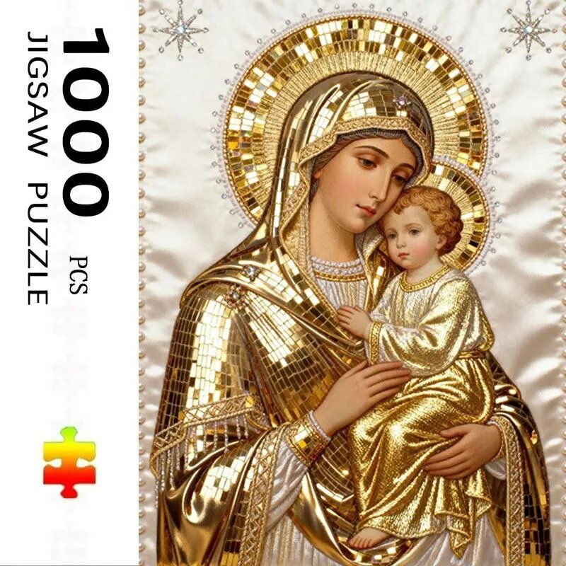 Пазлы для взрослых 1000 деталей Икона Богоматери 50х70 см подарочный набор