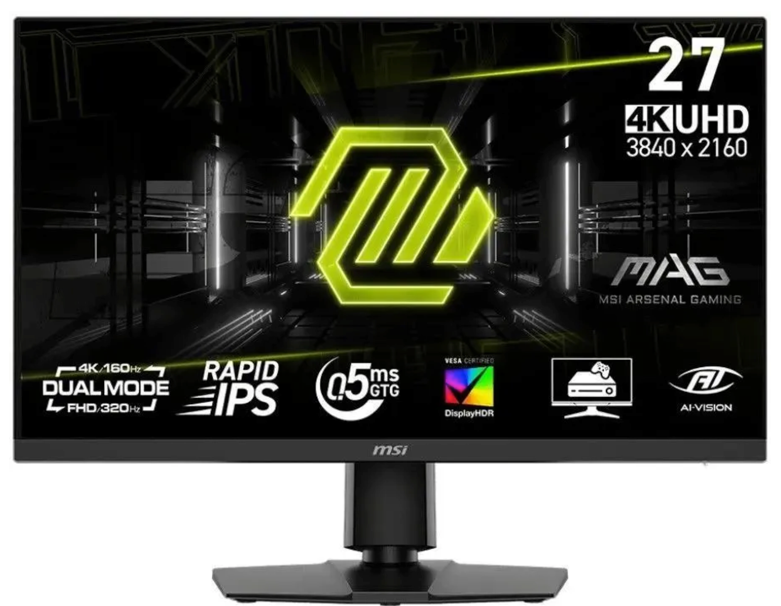 27" Монитор MSI Mag 272URDF E16, 3840x2160, IPS, 160Гц, 2хHDMI, 1хDP, черный